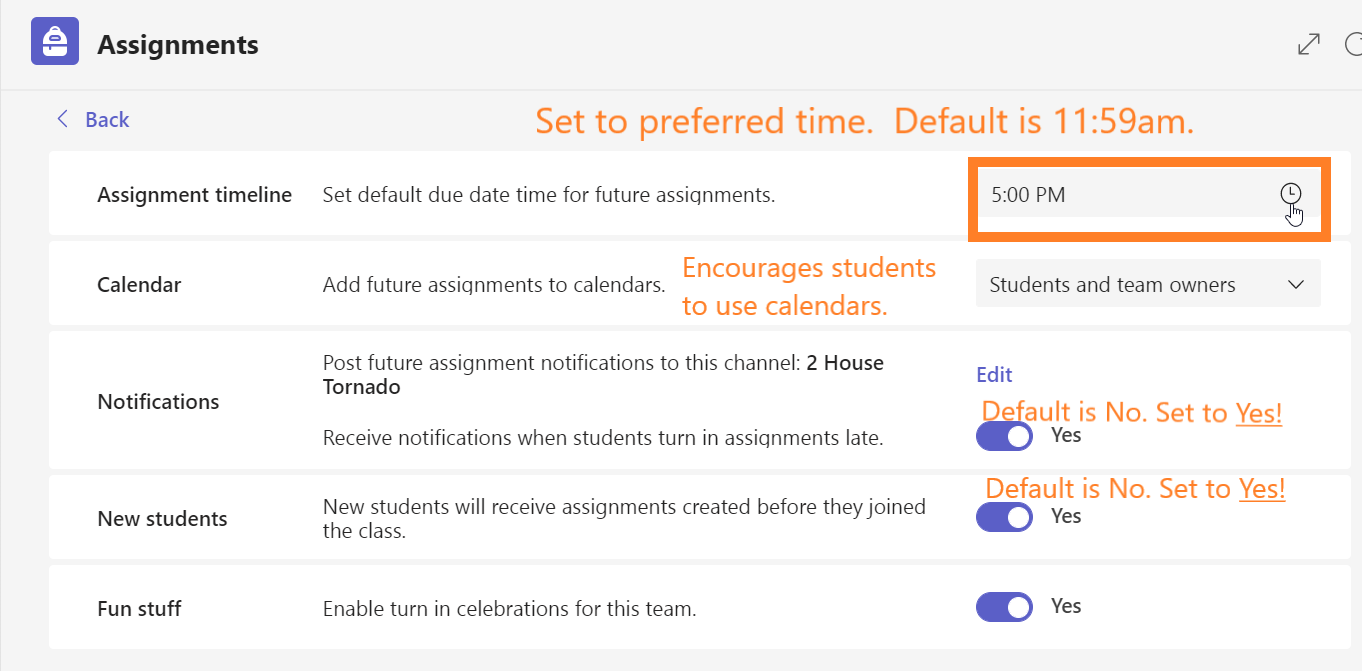 Assignment Default Presets | Hendrix College