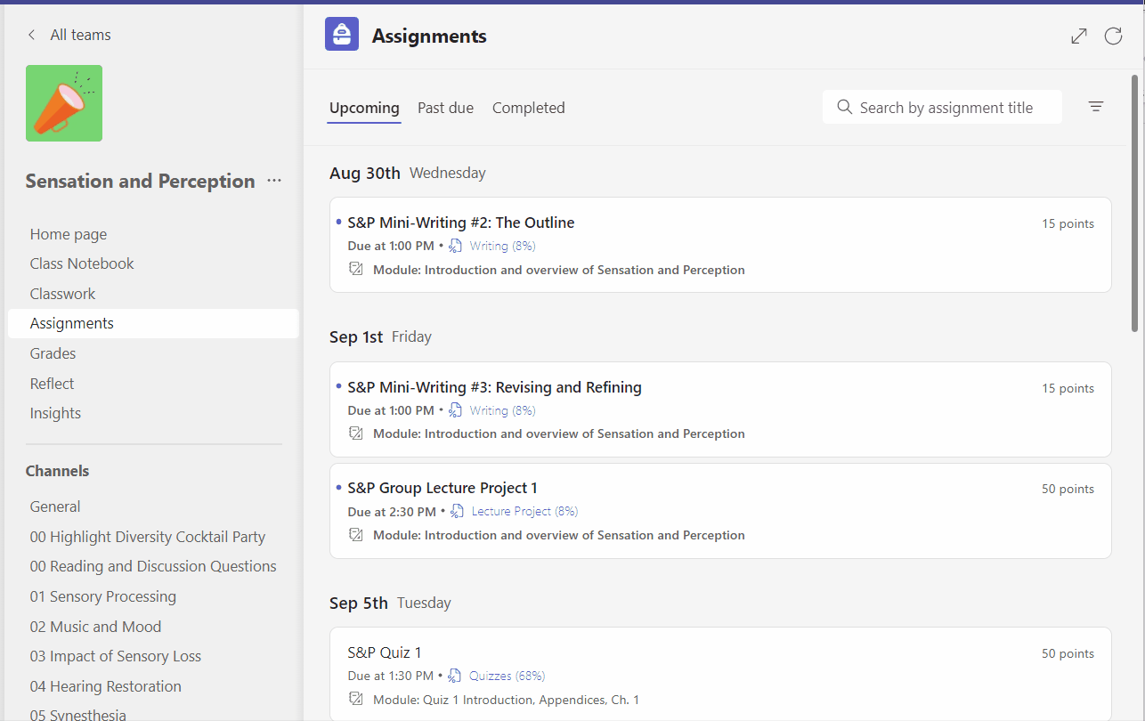 Turn in work in Teams Assignments | Hendrix College