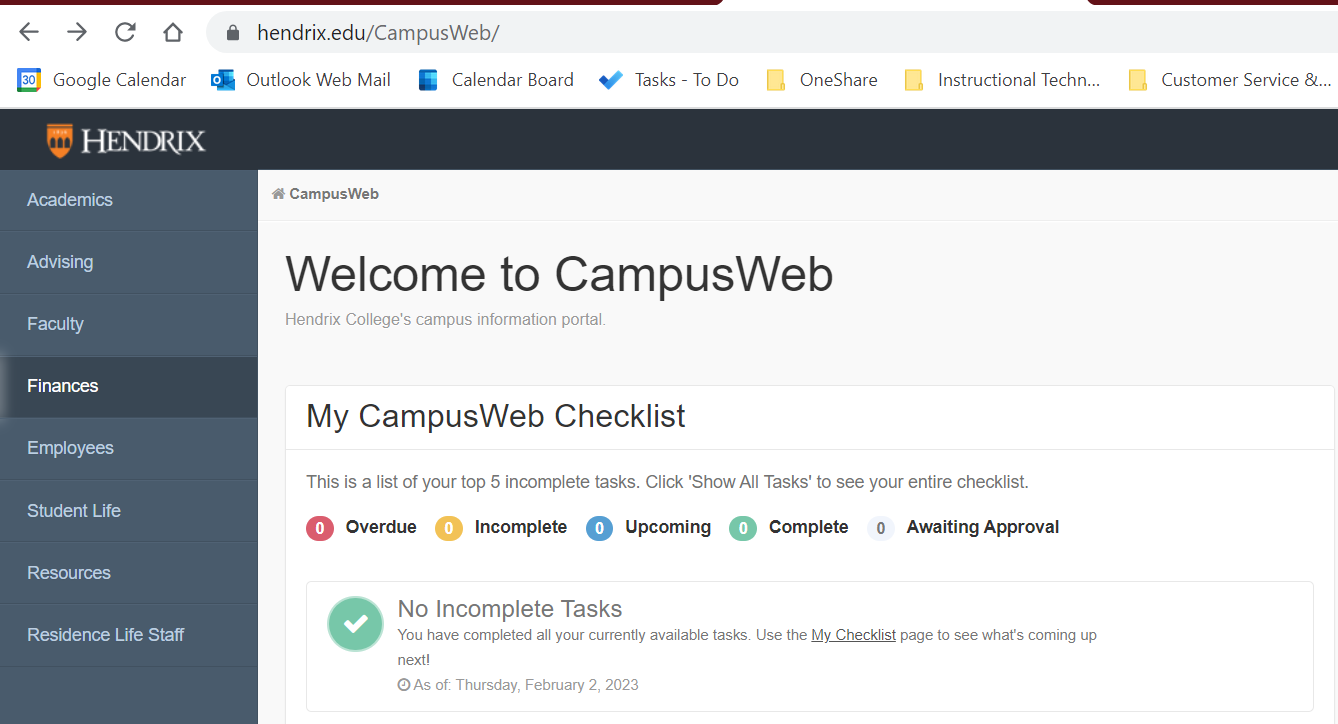 CampusWeb Login and Overview | Hendrix College