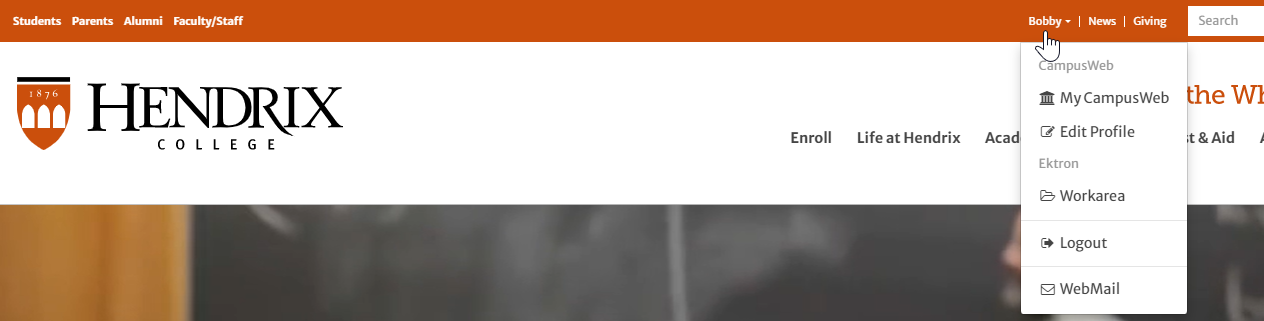 Logging Into the Hendrix Website | Hendrix College