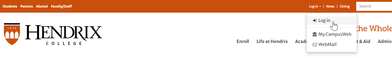 Logging Into the Hendrix Website | Hendrix College
