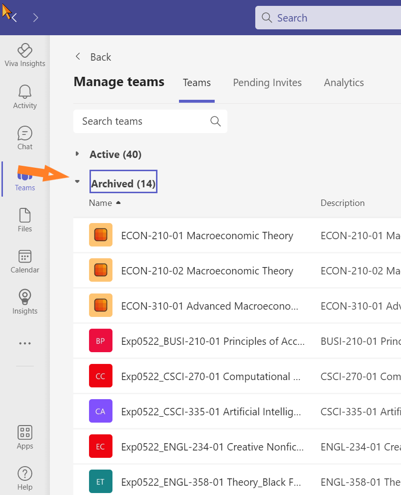 Archived Teams Access and Restore | Hendrix College