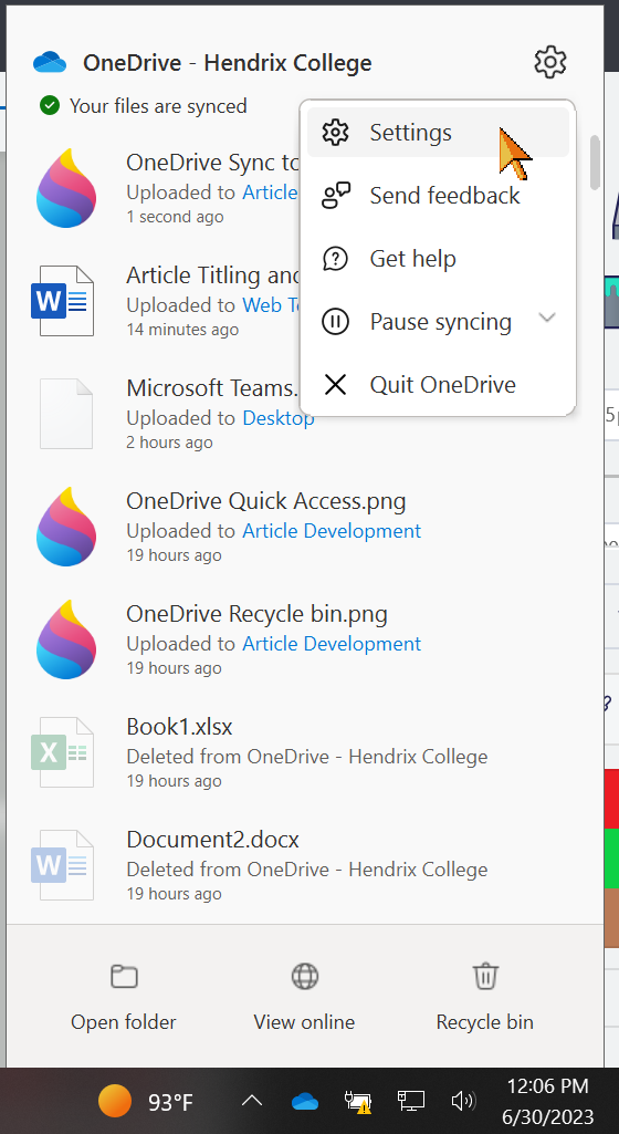 Resolve Sync Issues with OneDrive (Windows) | Hendrix College
