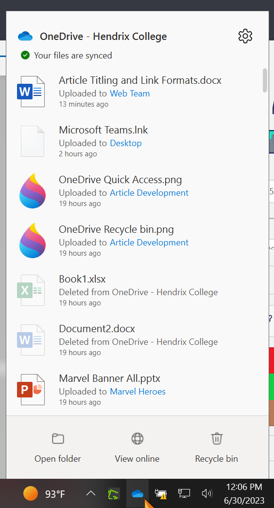 Resolve Sync Issues with OneDrive (Windows) | Hendrix College